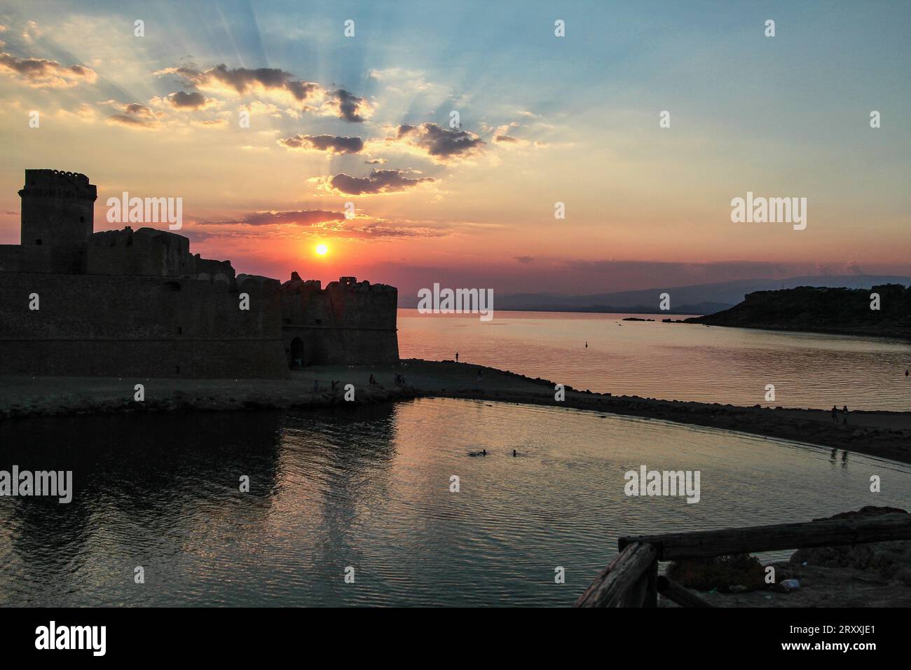 View of the scenic Aragonese Castle, Le Castella on the Ionian Sea in ...