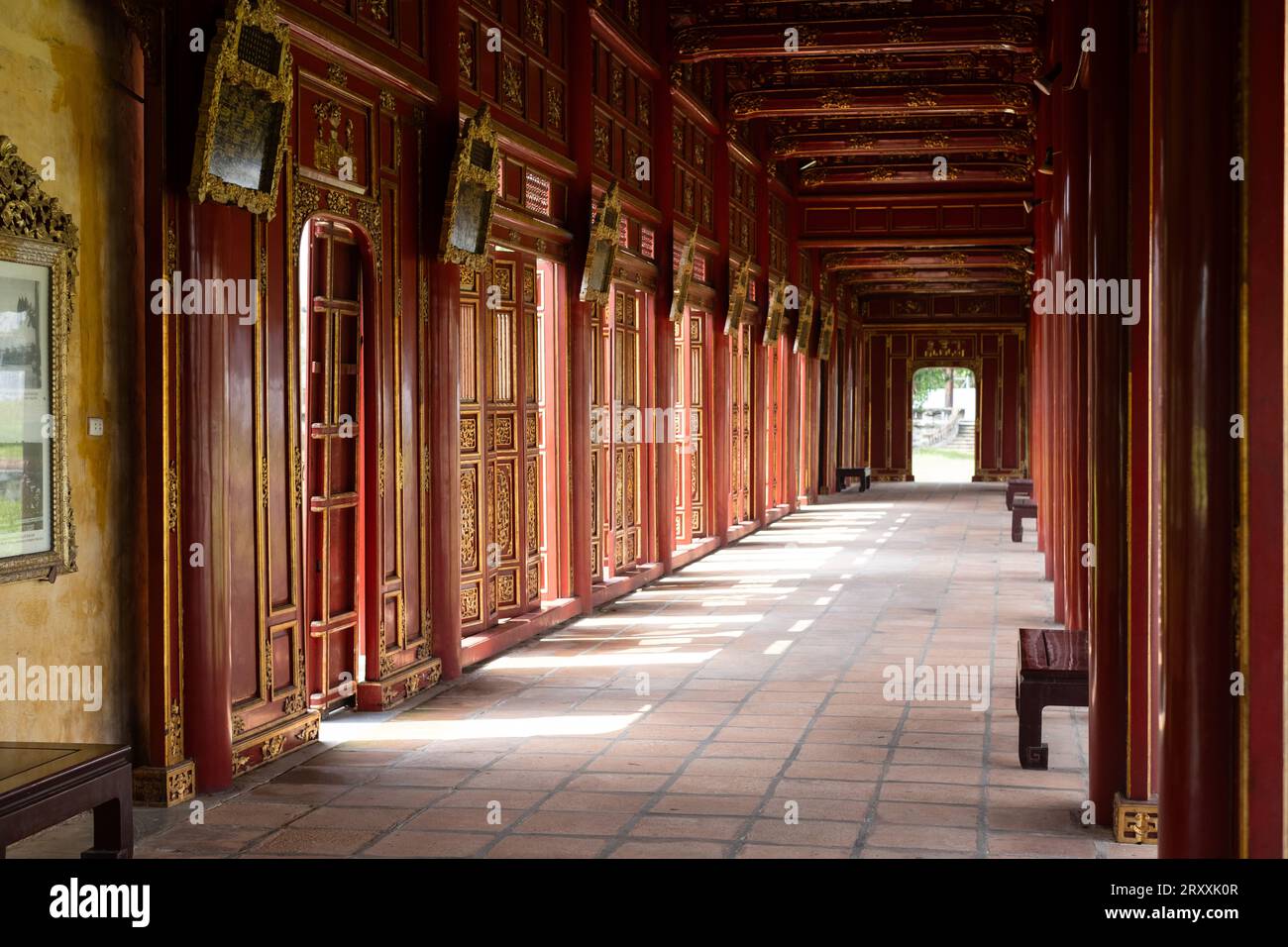 Red and gold walkway, Imperial City of Huế, Vietnam Stock Photo - Alamy