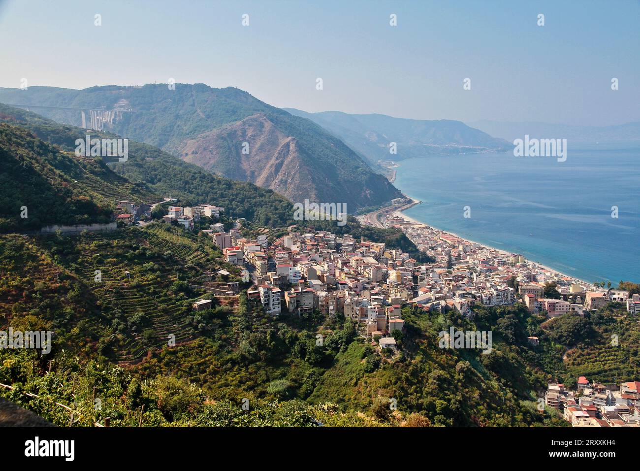 Landscape view of Bagnara Calabra in Calabria region, Italy in Europe ...