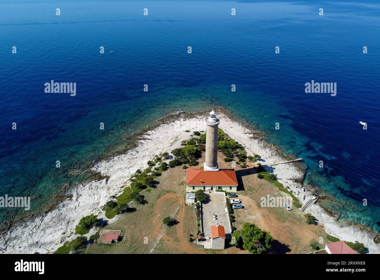 Aerial photo taken on september 15, 2023. shows Lighthouse Veli Rat, on ...