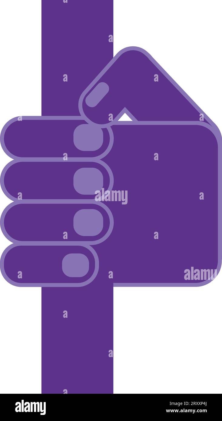 Hand holds on to the handrail. Simple flat designed sign isolated on ...