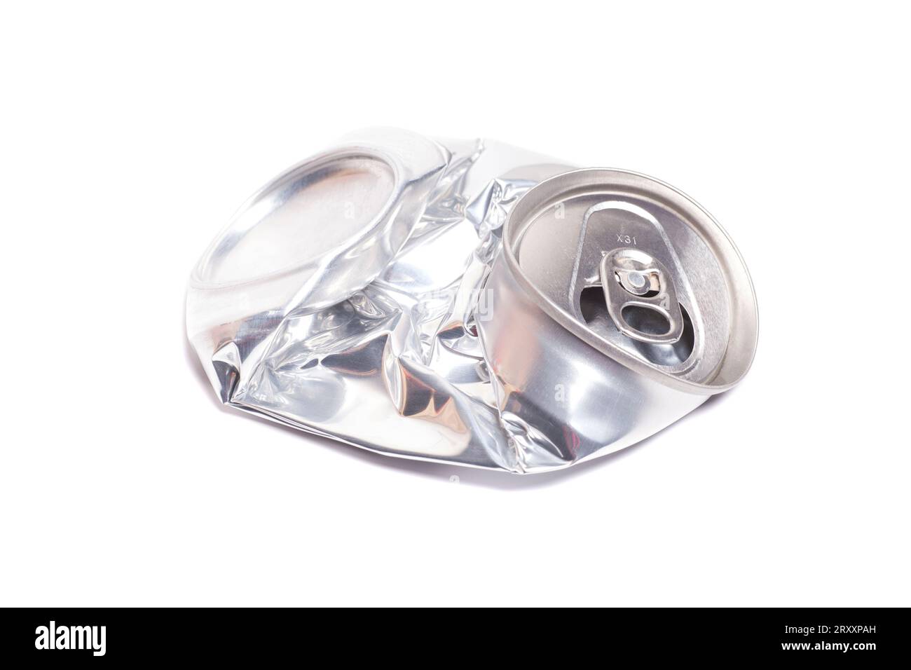 Empty crumpled can from energy drink or beer Stock Photo - Alamy
