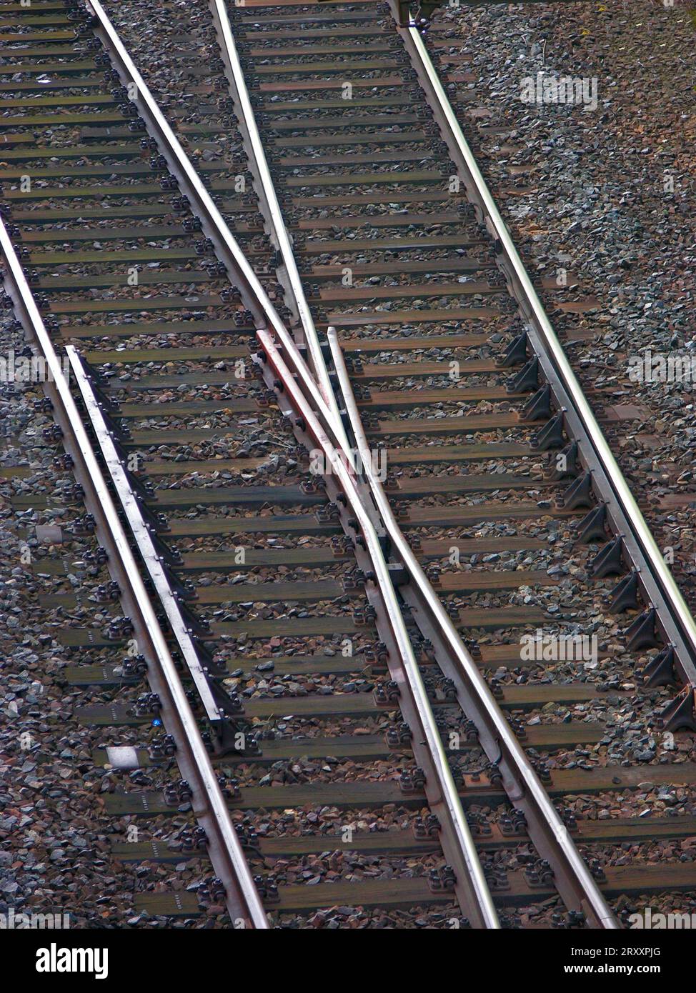 Railway rails, track, switch Stock Photo - Alamy