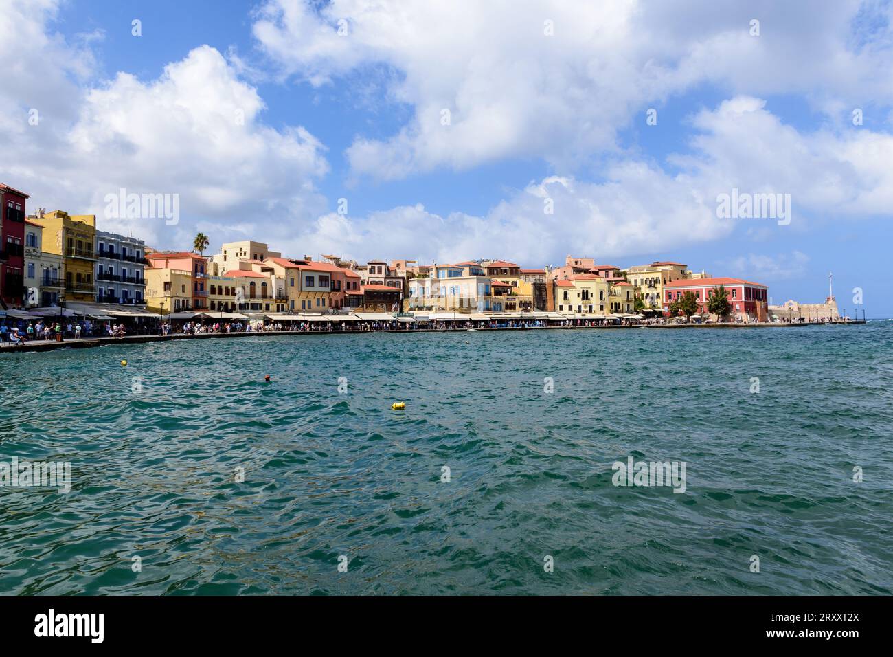 CHANIA, CRETE. GREECE - 18 september 2023: Old town main quay with ...