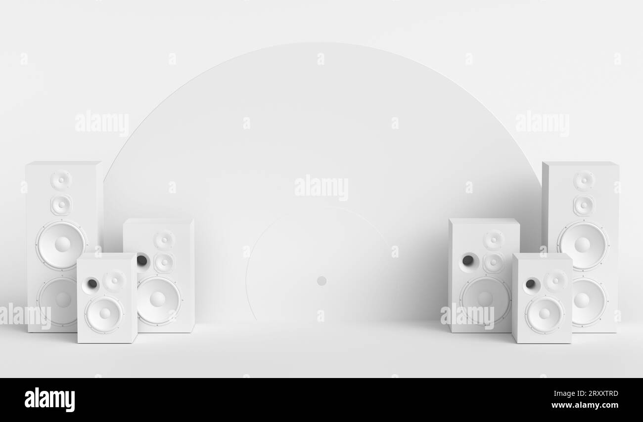 Set of Hi-fi speakers with loudspeakers isolated on monochrome ...