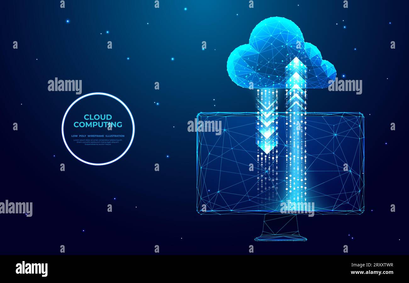 Abstract pc monitor with digital cloud computing. Cloud technology Stock Vector Image & Art - Alamy
