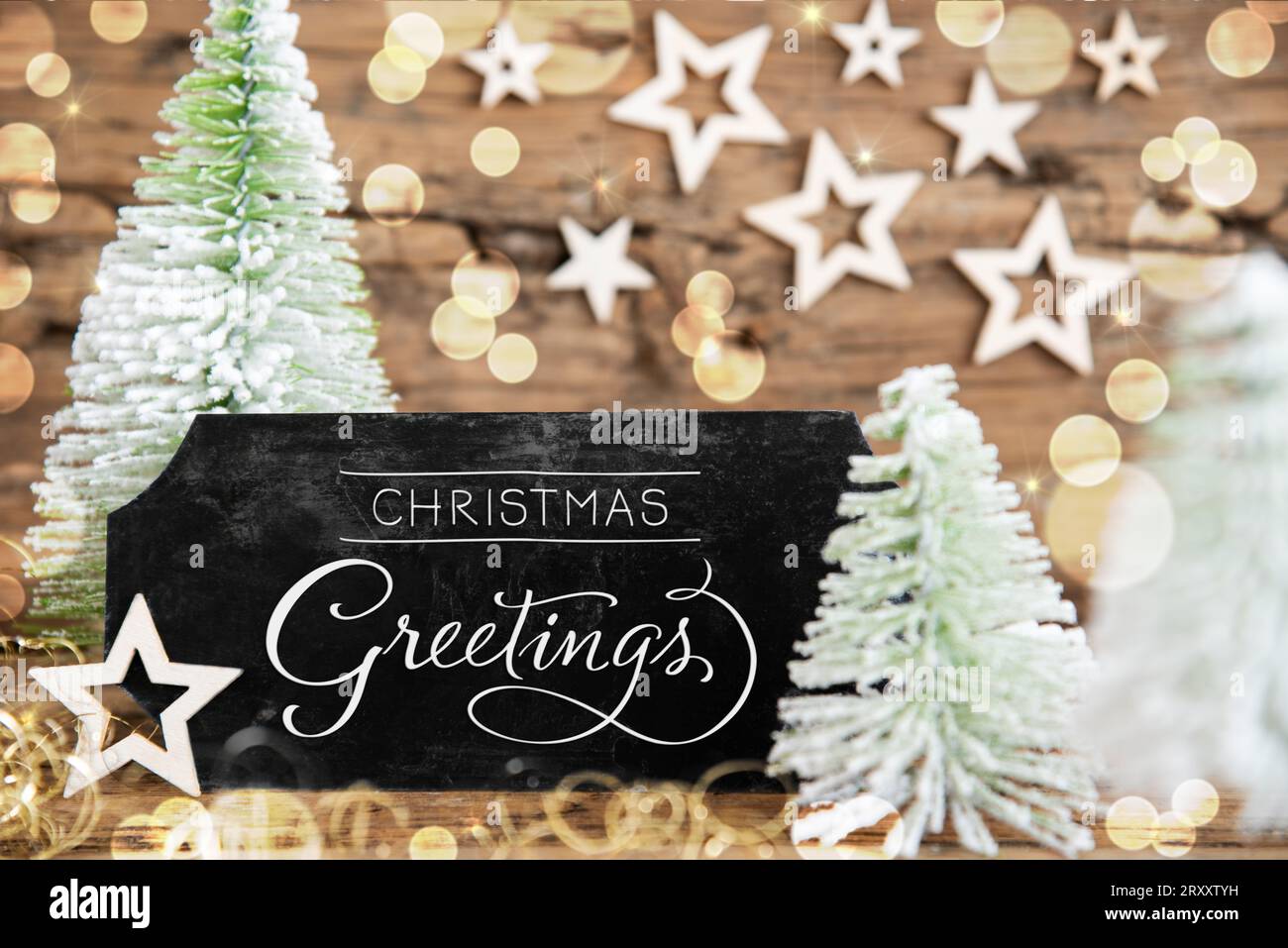 Christmas Trees, Rustic Holiday Background With Sign With Text ...