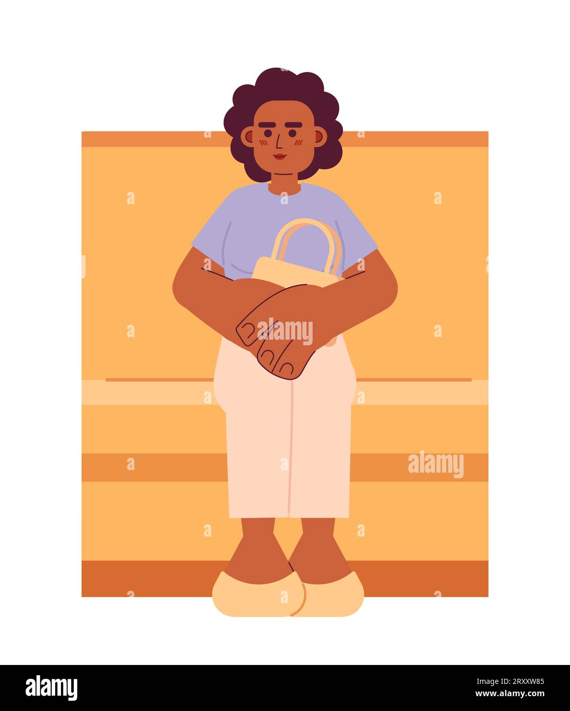 African american woman transport passenger sitting 2D cartoon character ...