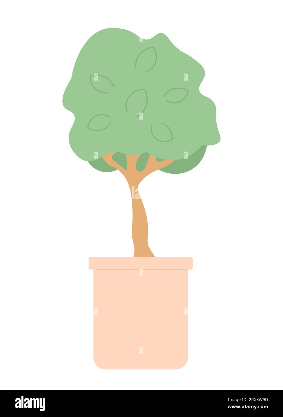 Decorative tree in pot 2D cartoon object Stock Vector Image & Art - Alamy