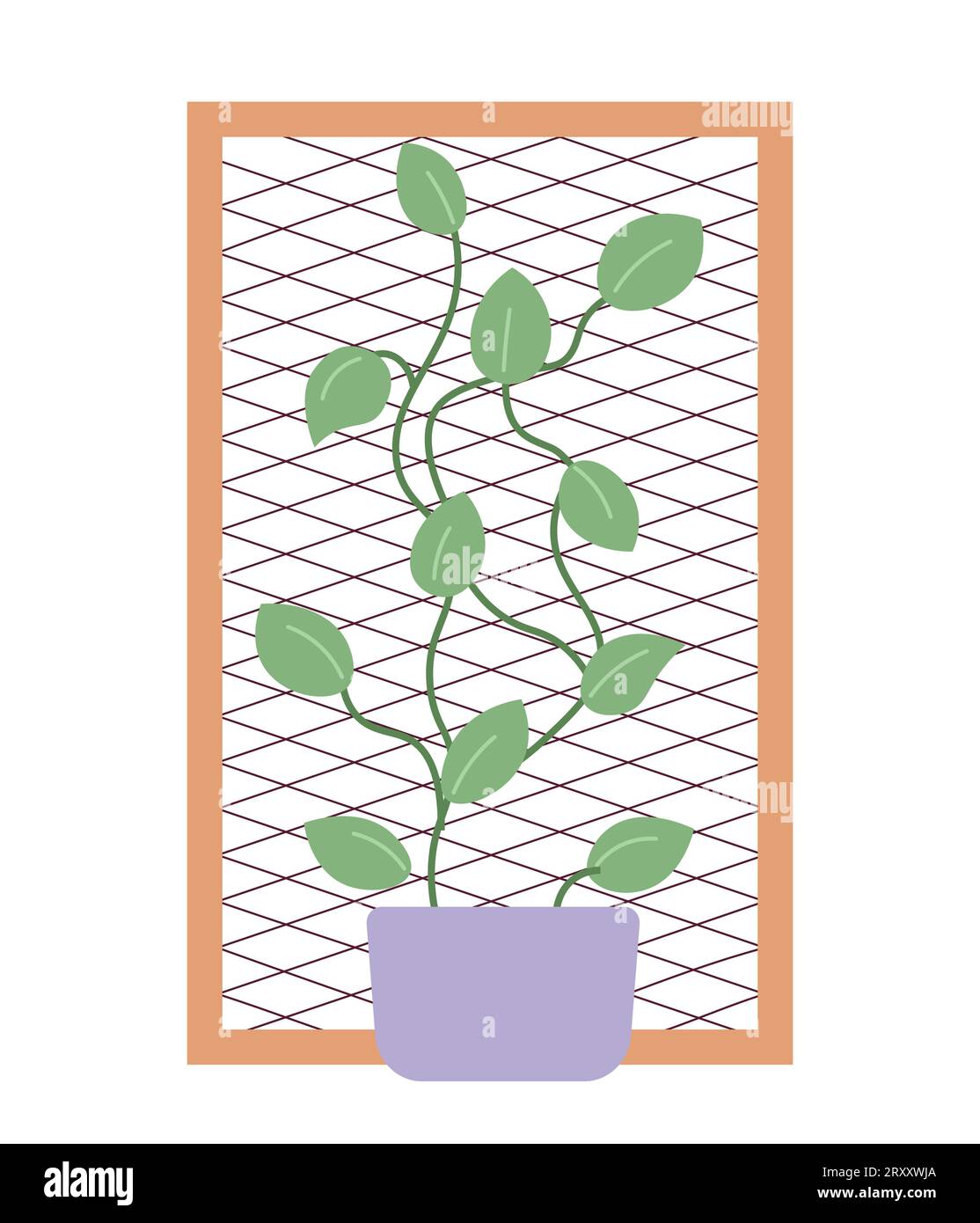 Climbing plant on grid frame 2D cartoon object Stock Vector Image & Art ...
