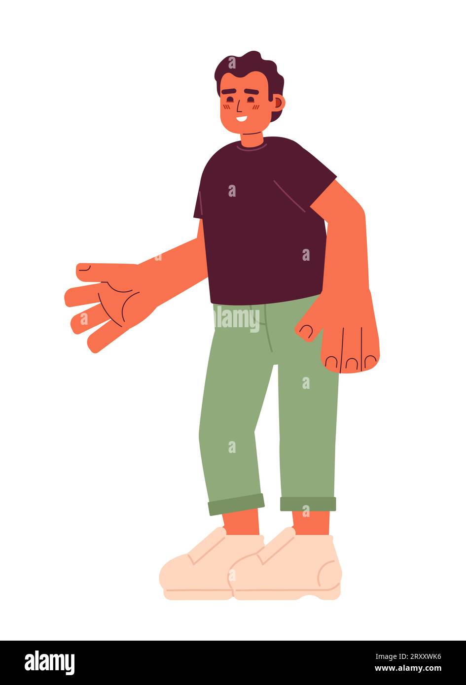Hispanic young adult man welcoming gesturing 2D cartoon character Stock ...