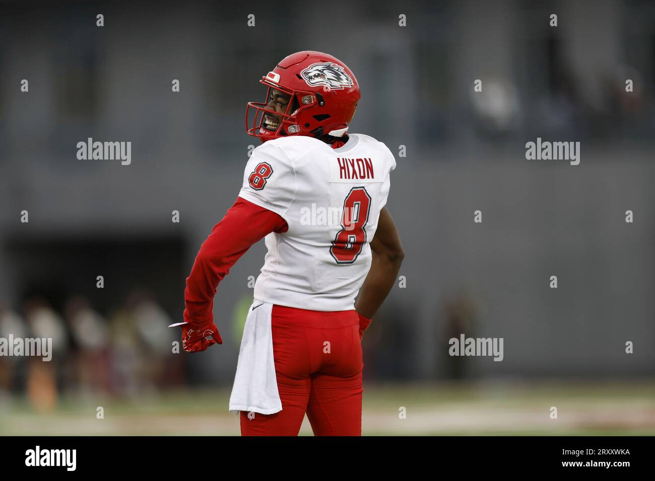 New Mexico wide receiver Jeremiah Hixon (8) reacts during the first ...