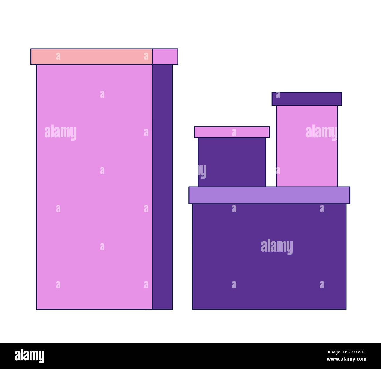 Parcels gift boxes pile 2D linear cartoon object Stock Vector Image ...