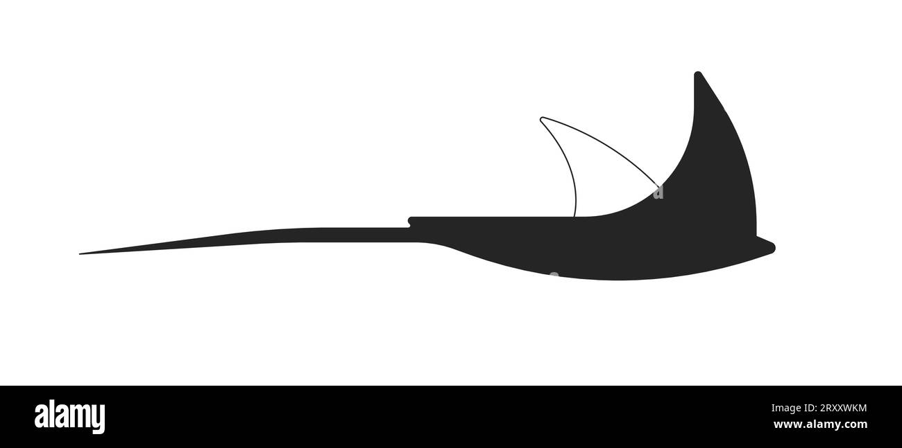 Swimming ray fish black and white 2D line cartoon character Stock ...