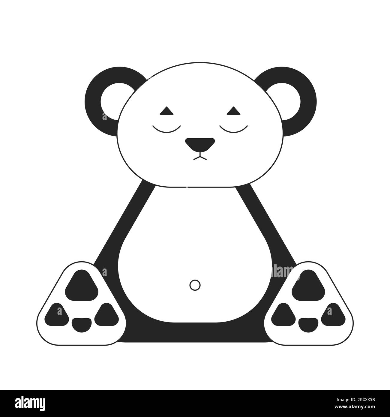 Dreaming bear toy sitting black and white 2D line cartoon object Stock ...