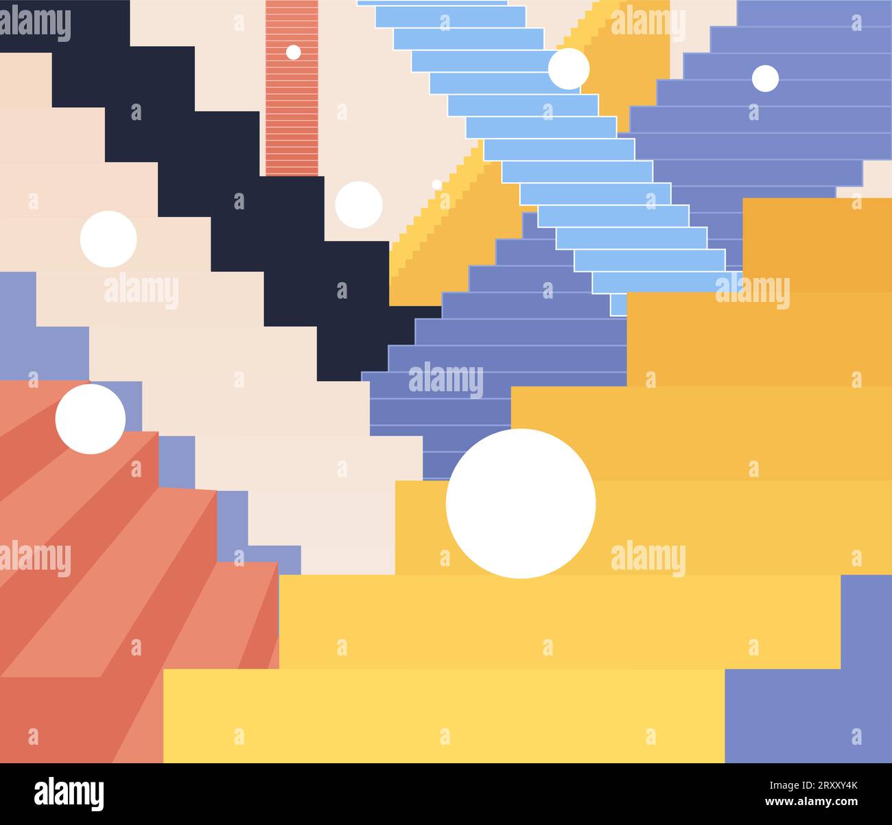 Labyrinth stairs surreal 2D illustration concept Stock Vector Image ...