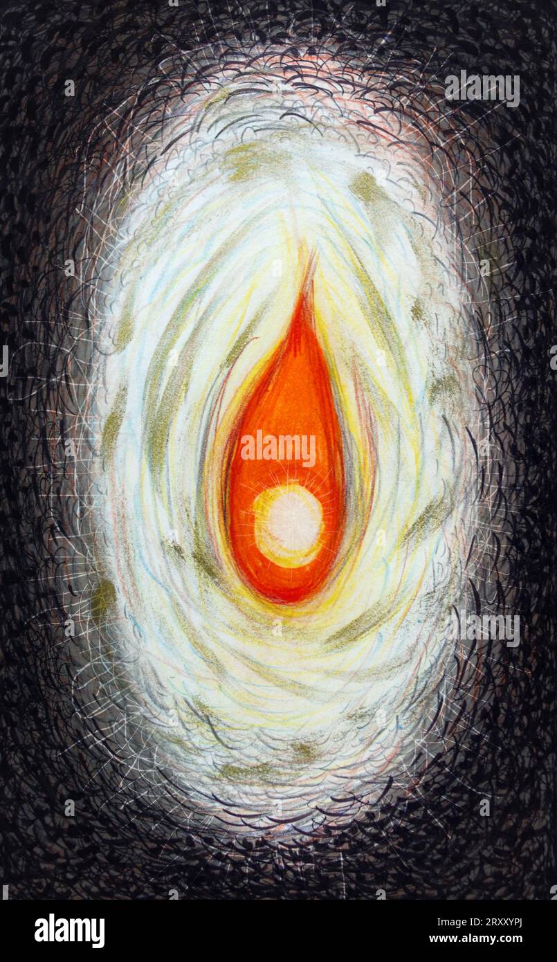 flame in the dark hand drawn illustration Stock Photo - Alamy