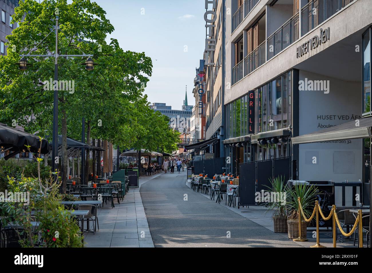 City center with lots of restaurants of Aarhus, Denmark during great ...