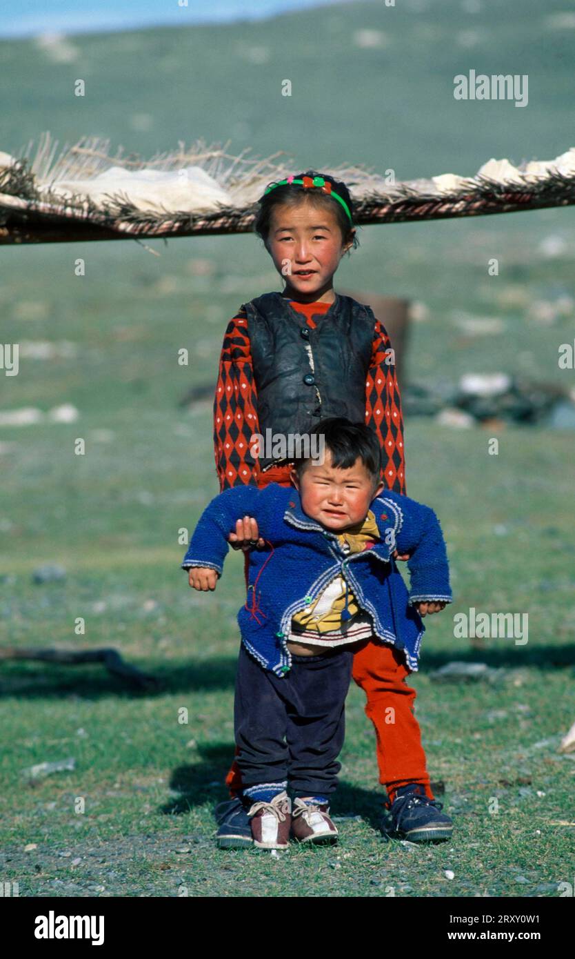 Kazak children, province Bayan-Olgiy, Mongolia, Kazak children ...
