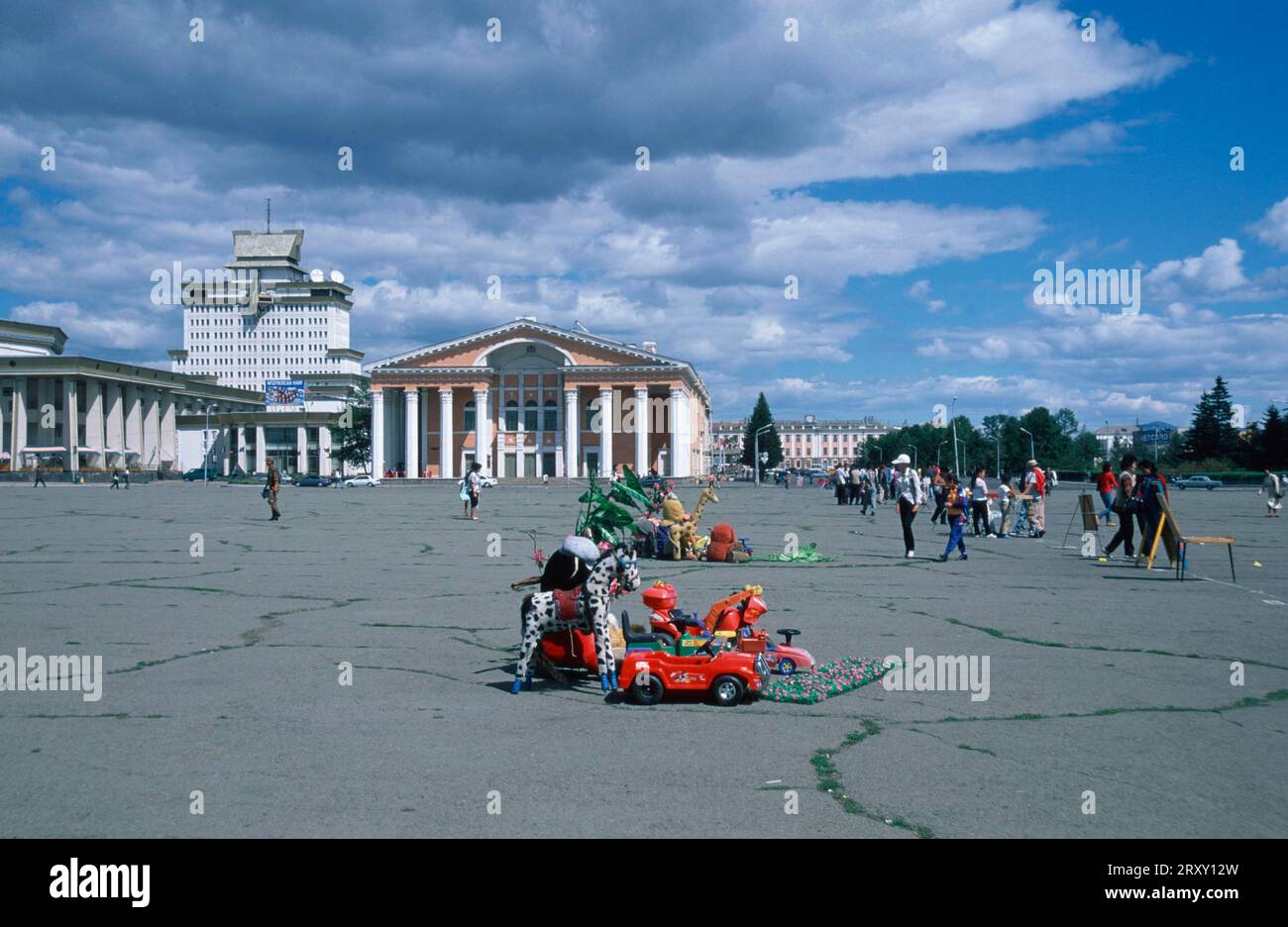 People in Sukhbaatar Square in front of the Opera House, Ulaan Baatar, Mongolia Stock Photo - Alamy