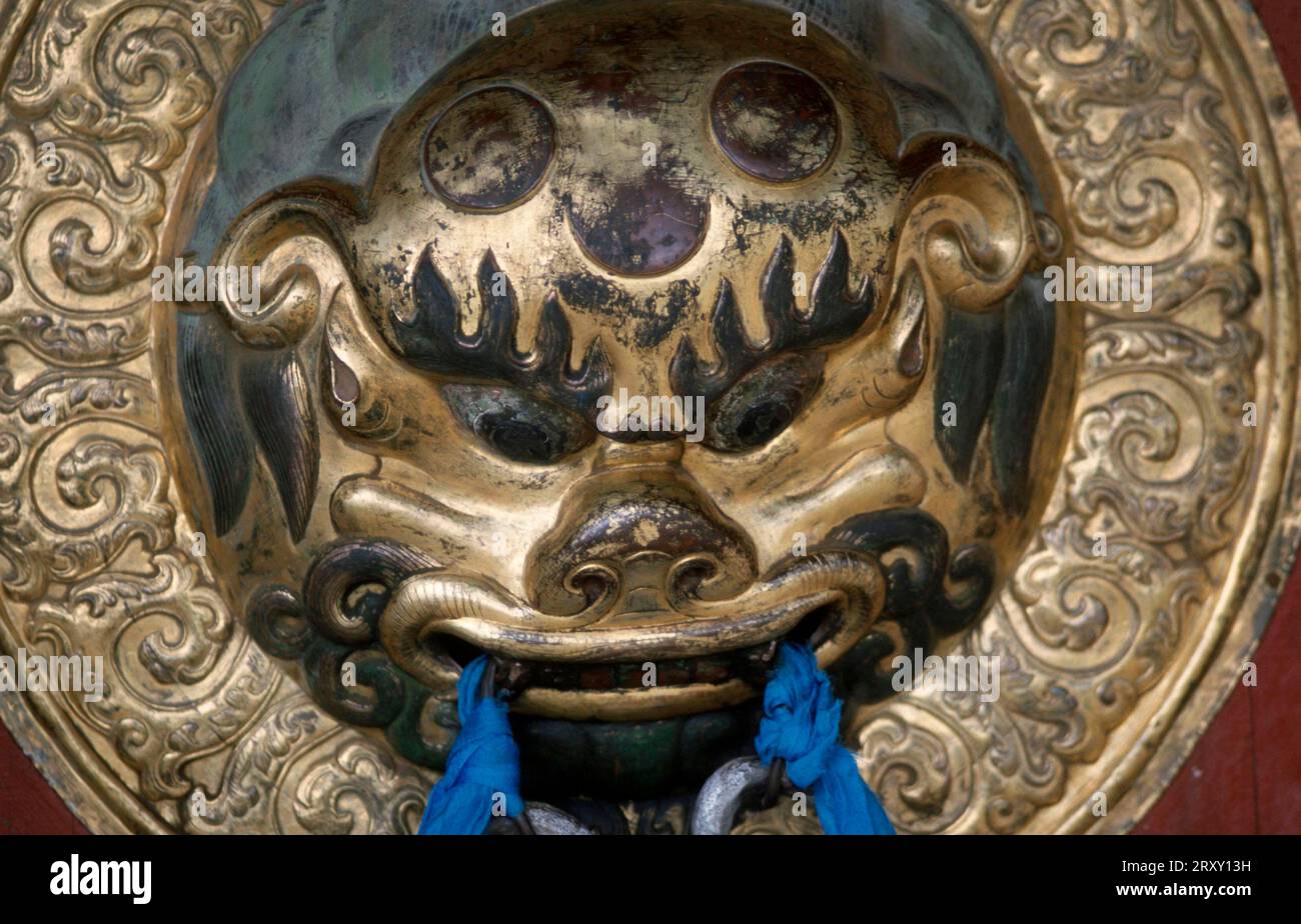 Erdene Zuu Monastery, Labrang Temple, detail of a temple door ...