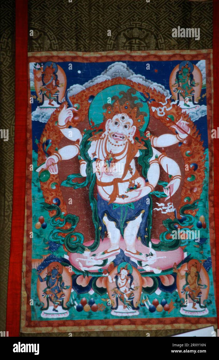 Choijin Llama Monastery, Thangka painting, of the deity Sita Mahakala ...