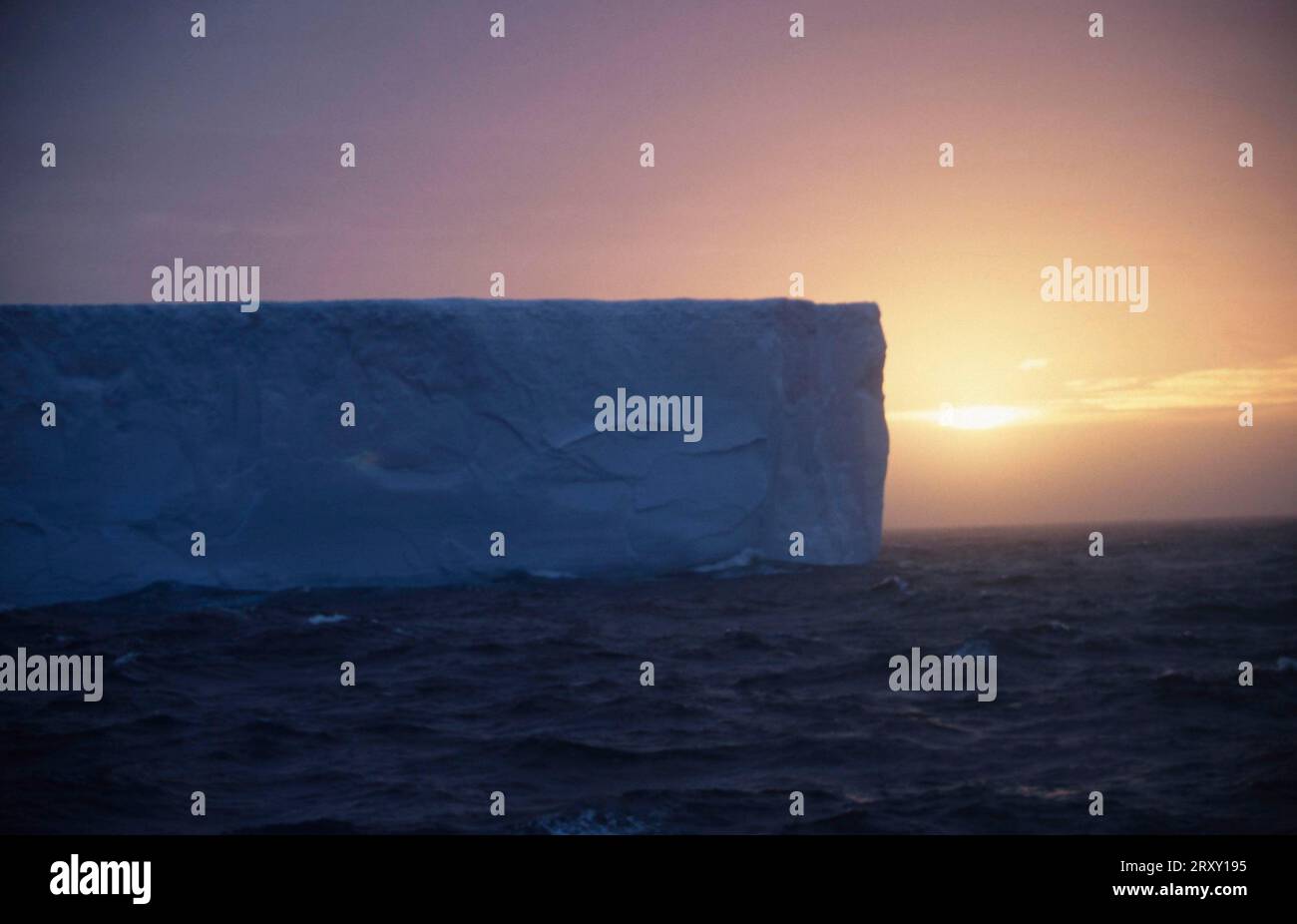 Tabular iceberg at sunset, Sea of Scotia, Antarctica, Tabular iceberg ...