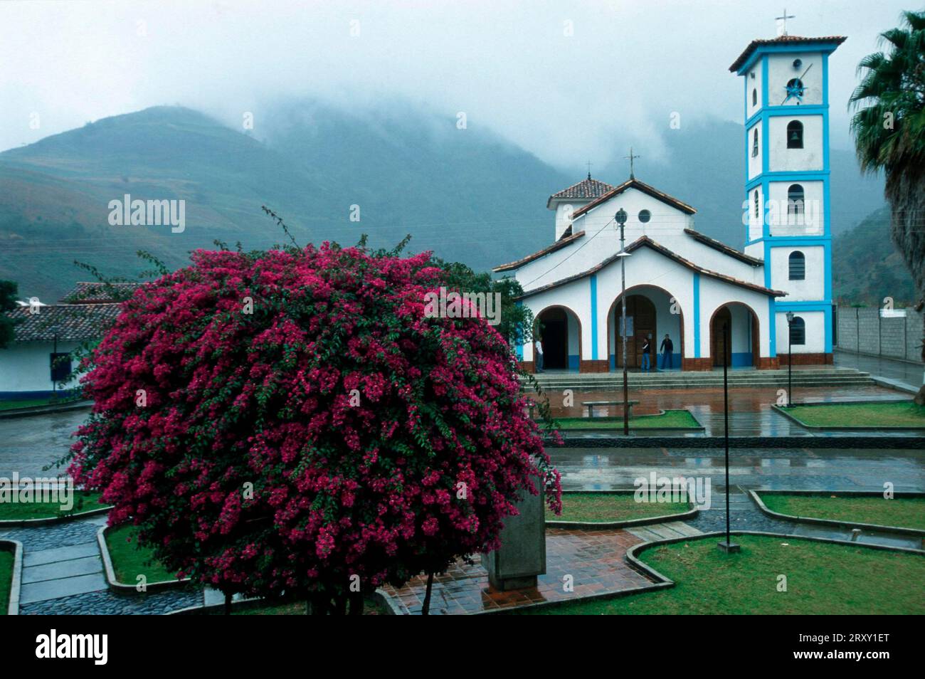 Church in mountain village, El Molino, Province Merida, Venezuela ...