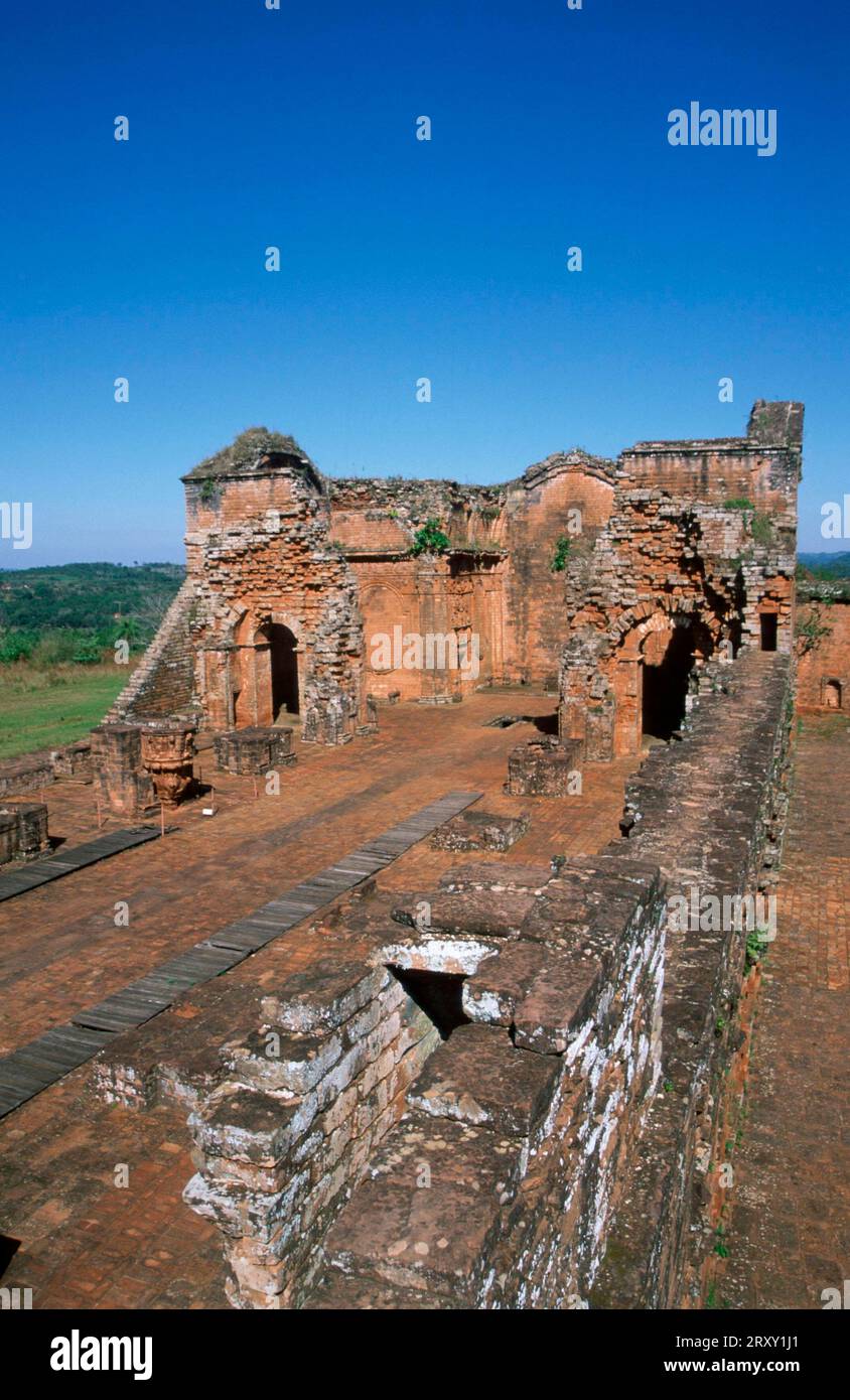 Ruins of the main temple, Jesuit Mission Santisima Trinidad del Parana ...