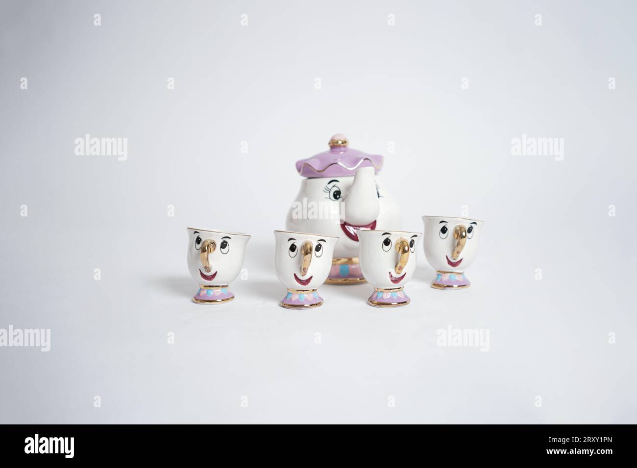 Beauty and the beast tea set. Disney theme characters tea set on a ...