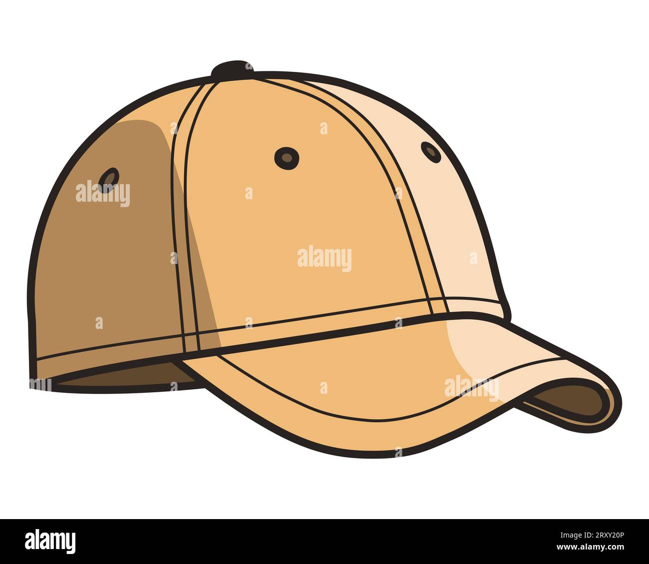 brown peaked cap for sun protection. flat vector illustration Stock ...