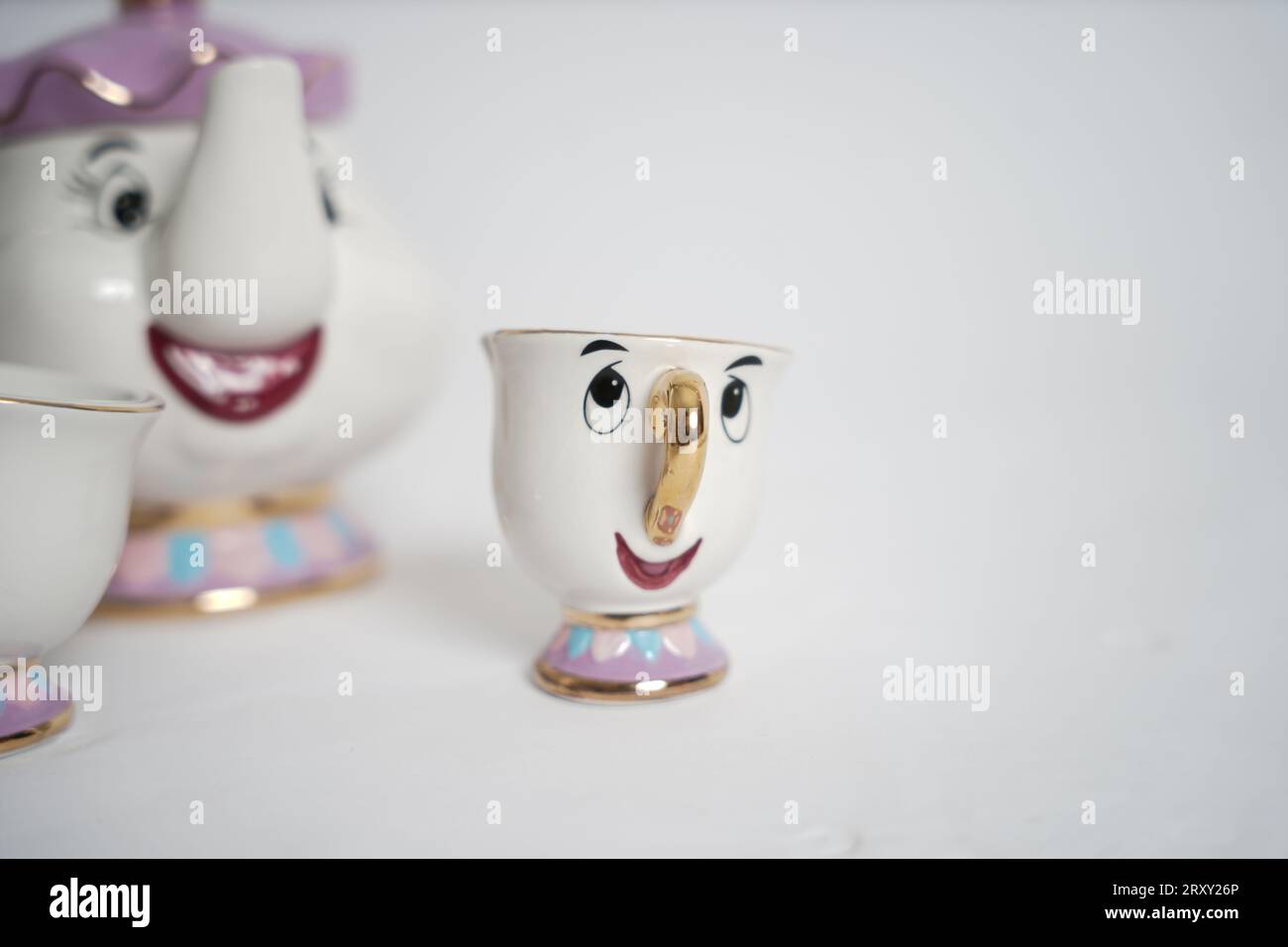 Beauty and the beast tea set. Disney theme characters tea set on a ...