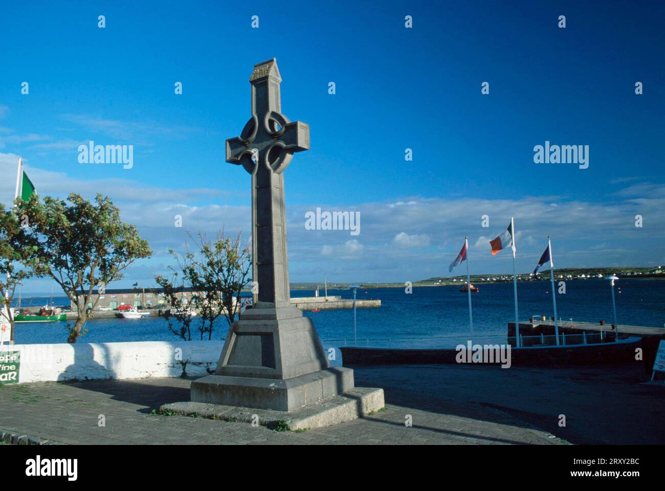Cross in harbour, Kilronan, Inishmore Island, Aran Islands, County ...
