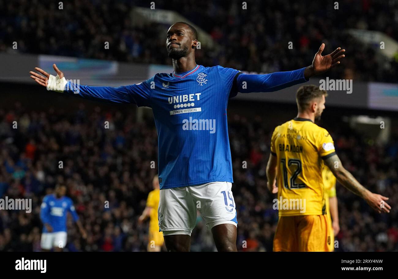 Rangers' Abdallah Sima celebrates scoring their side's first goal of ...