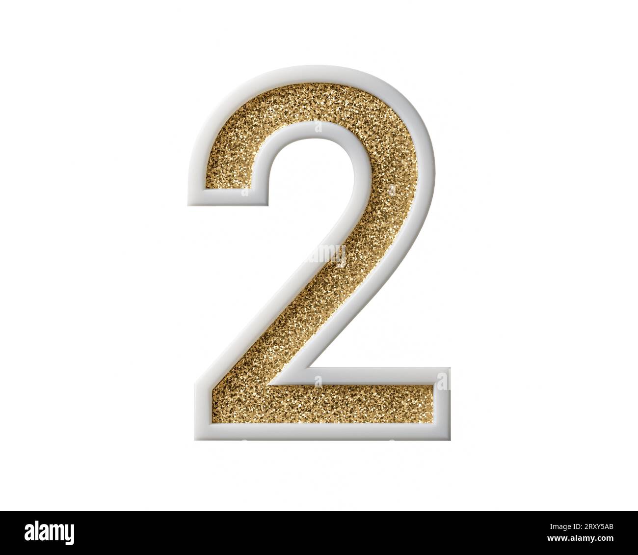 Candle wax digit with shiny gold coating inside. 3d illustration of ...