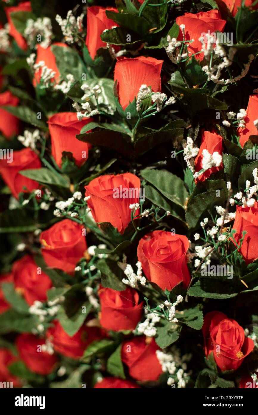 Funeral wreath. Details of flowers at funeral ceremony. Background of ...