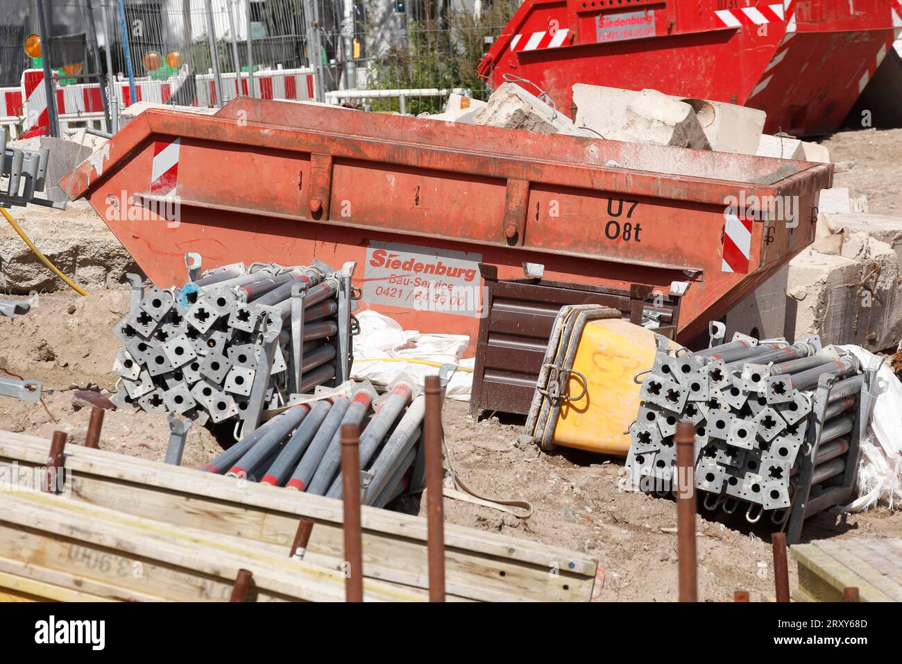 Container, skip for building rubble on a construction site, Germany ...