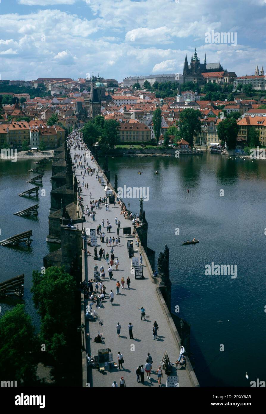 View on Charles Bridge and Lesser Quarter with Prague castle, Prague ...