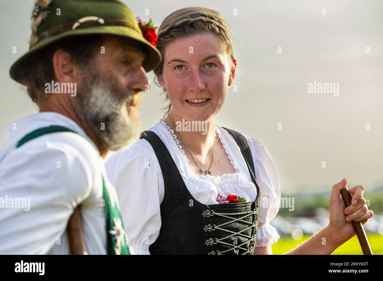 Shepherd and shepherdess in traditional traditional costume, portrait ...