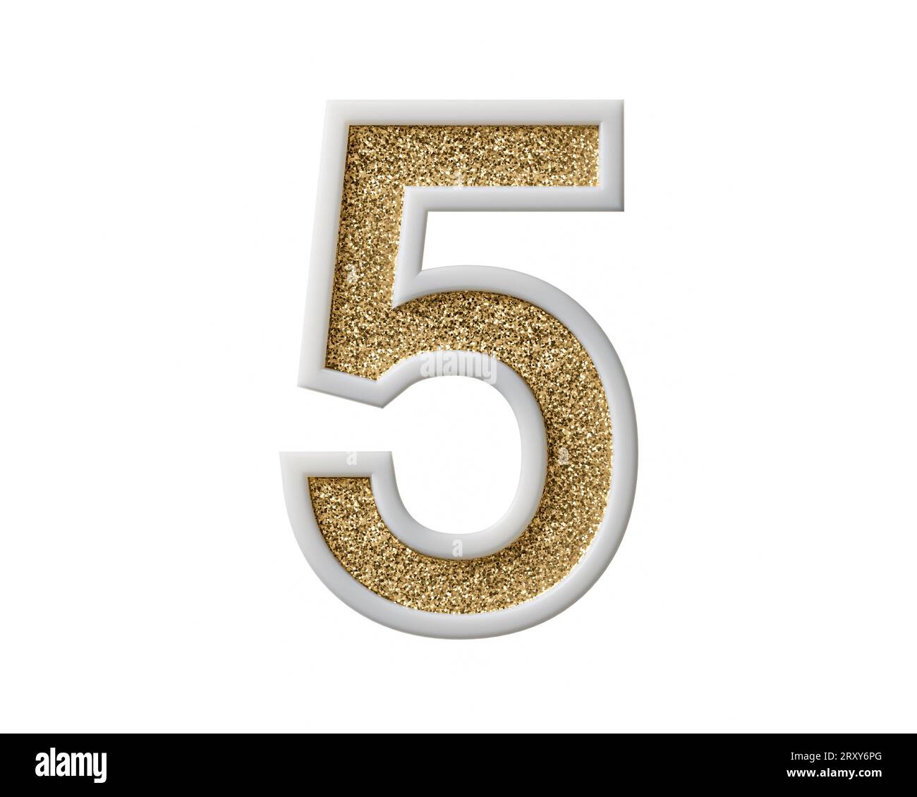 Candle wax digit with shiny gold coating inside. 3d illustration of ...