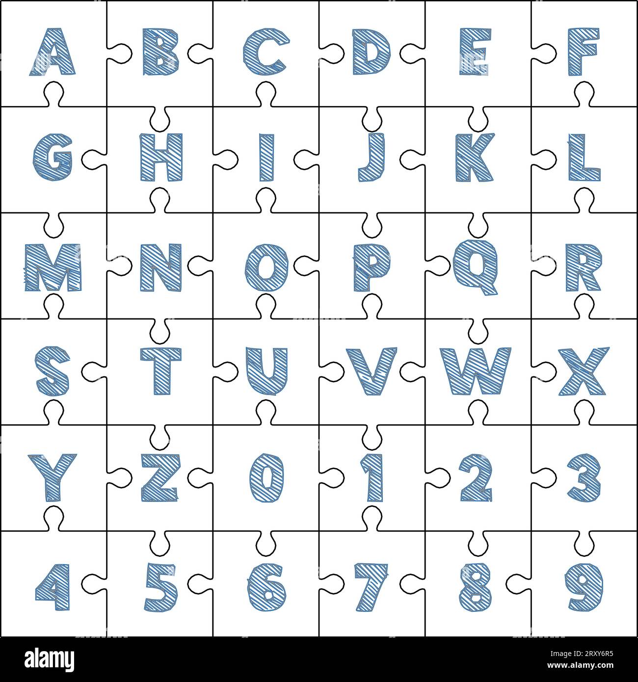 Cnc. laser cutting Alphabet And Numbers Puzzle. No glue. Vector ...