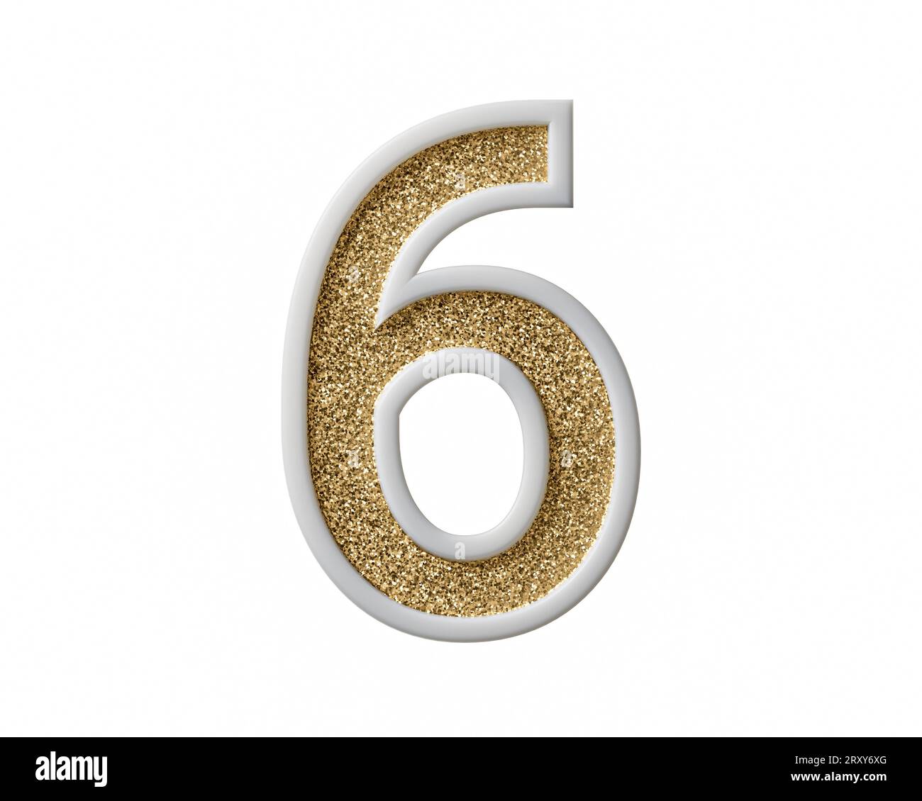 Candle wax digit with shiny gold coating inside. 3d illustration of ...