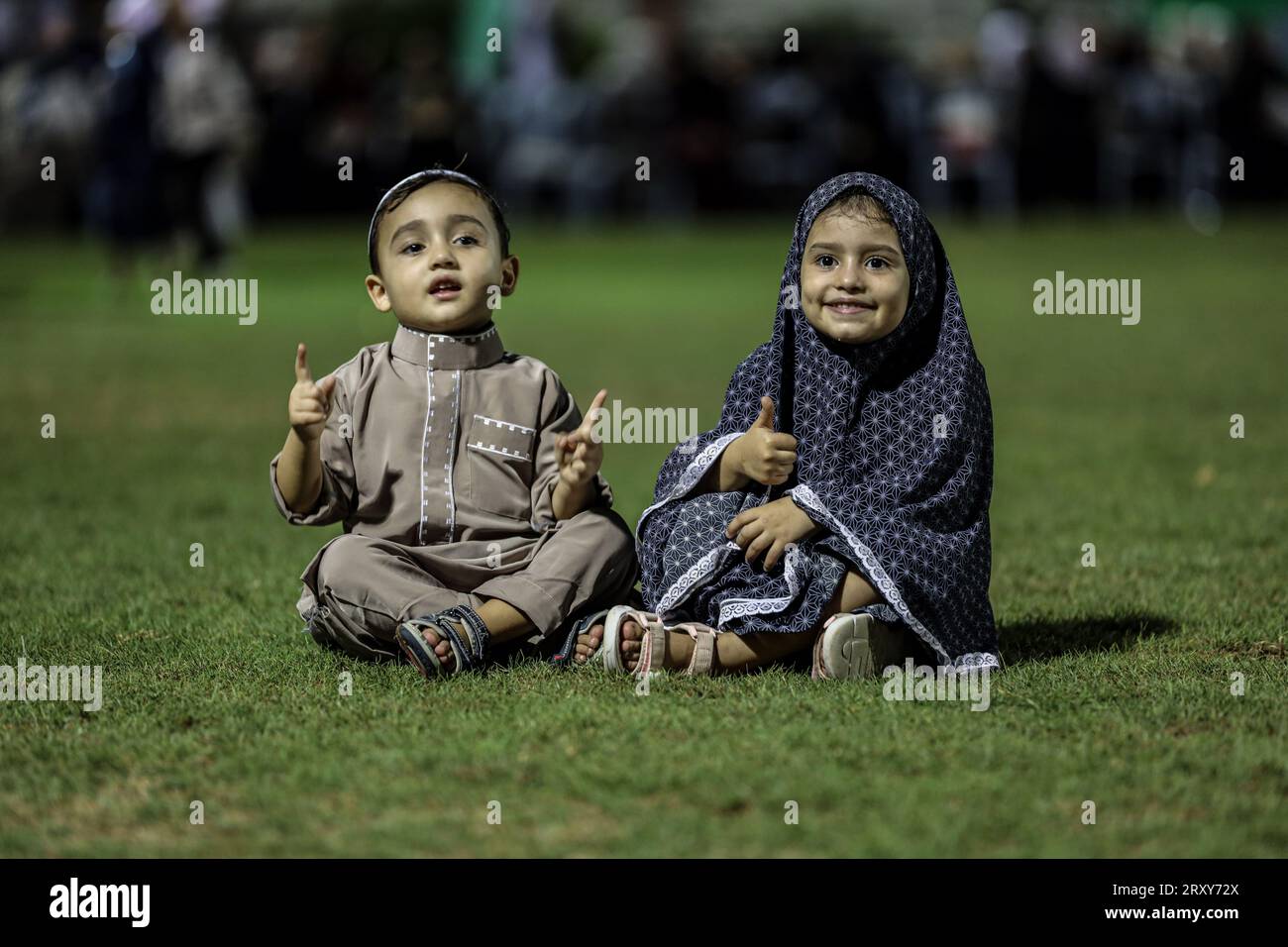 September 27, 2023, Gaza, Gaza, Palestine: Children dressed in Islamic ...