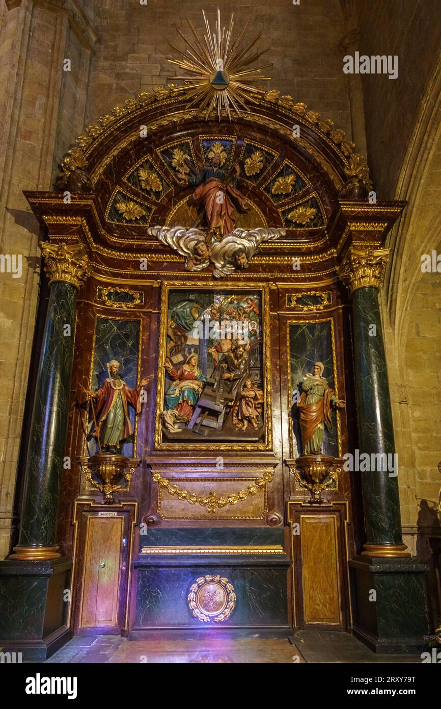 Side altar in the 16th century San Bizente Eliza or San Vicente the ...