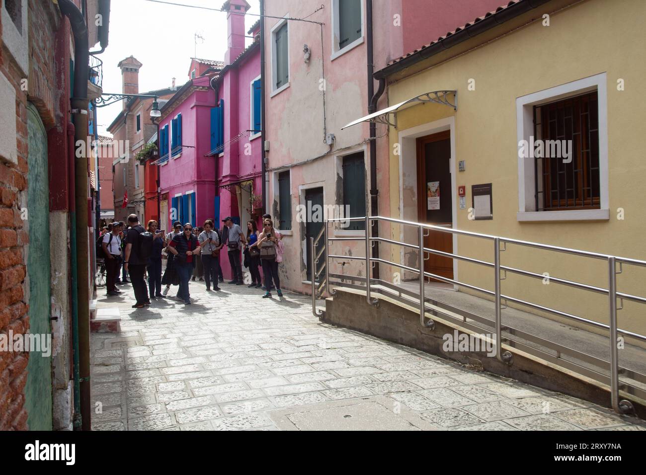 Burano, Veneto, Italy, September 2023, tourists thronging the streets ...