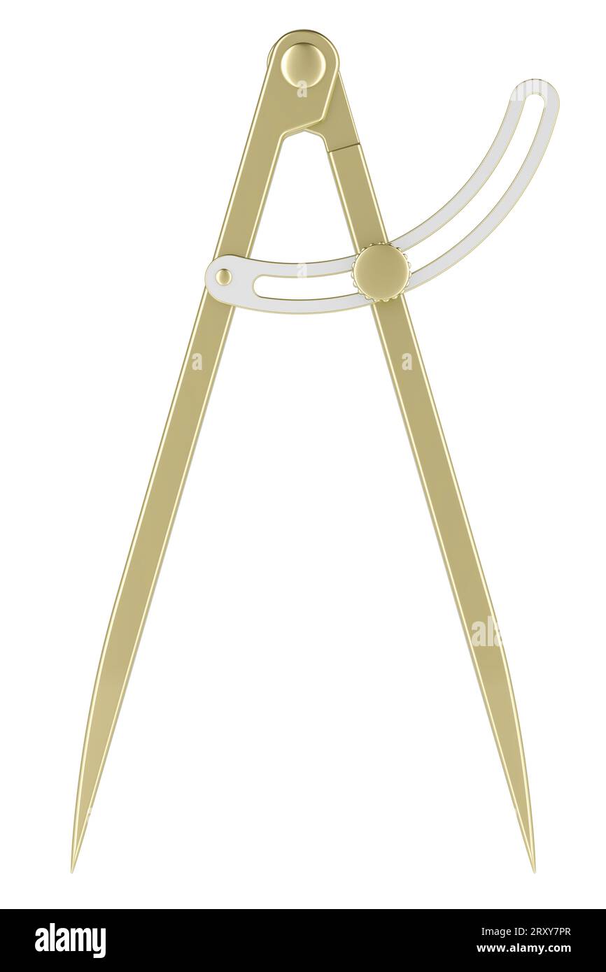Golden Divider Caliper Compass. 3D rendering isolated on white ...