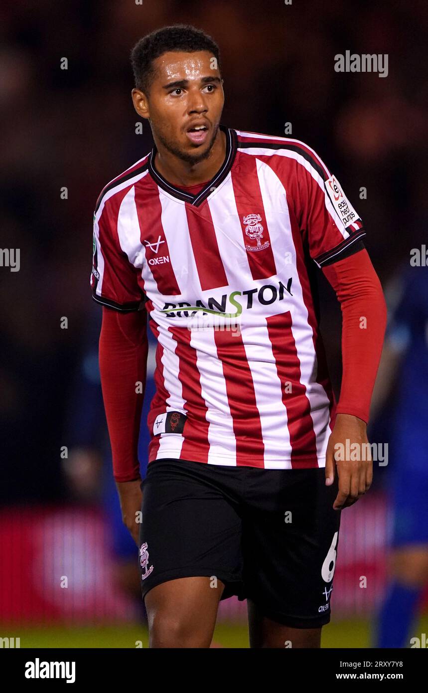 Lincoln City’s Ethan Erhahon during the Carabao Cup third round match ...