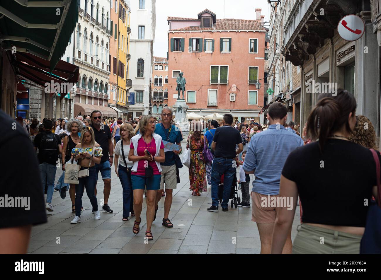 Venice, Veneto, Italy, September 2023, people throng the streets of ...