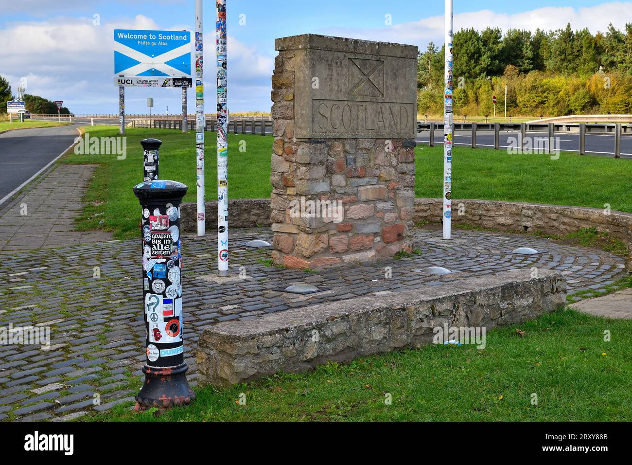 England to Scotland border Stock Photo - Alamy