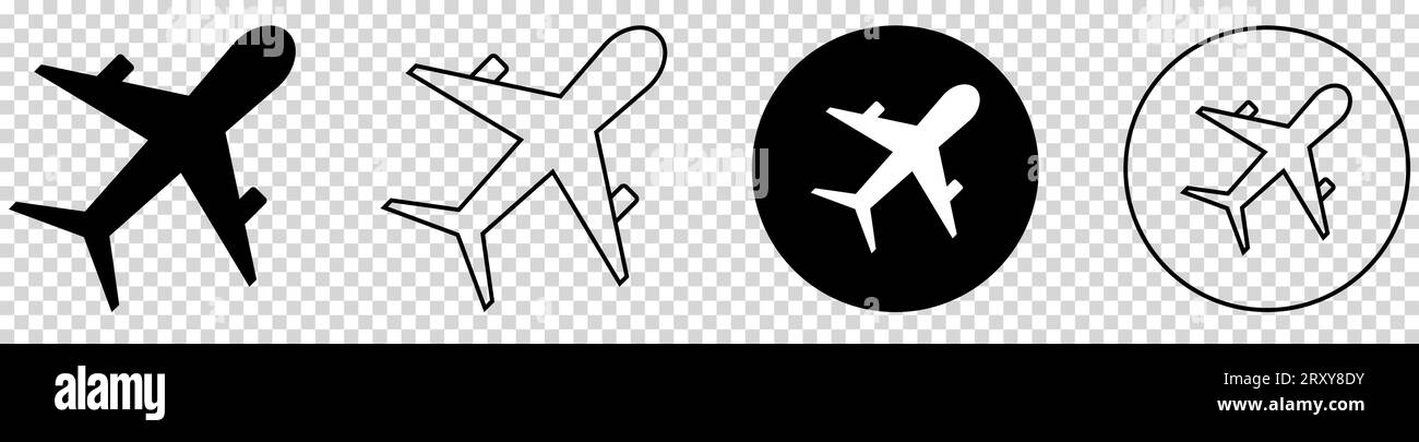 Collection of plane icons. Vector illustration isolated on transparent ...